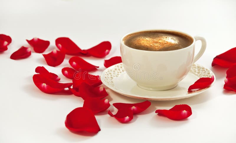 Coffee and roses stock photo. Image of latte, heart, rose - 519364