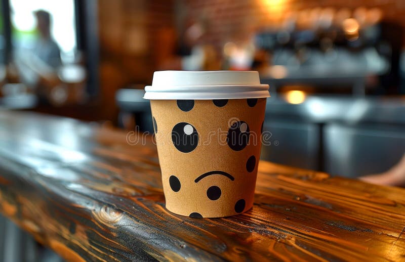 Coffee Cup with Sad Face on it. a Coffee Cup with Cute Cartoon Eyes ...