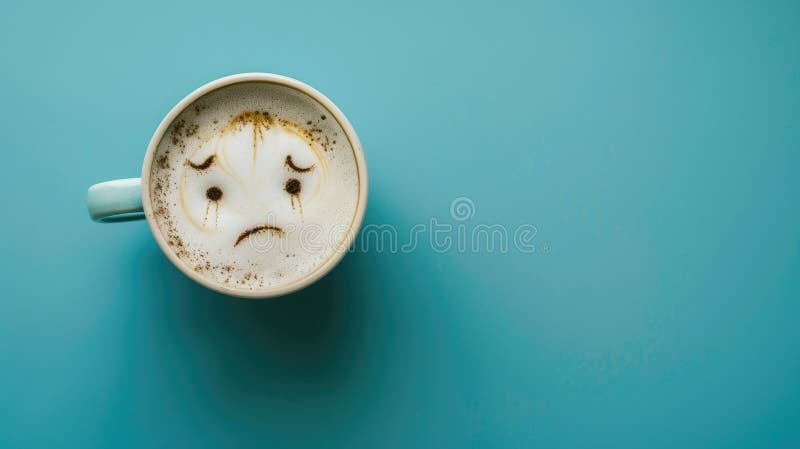 Coffee Cup with a Sad Face Drawn on the Milk Foam, Ai Generated Stock ...