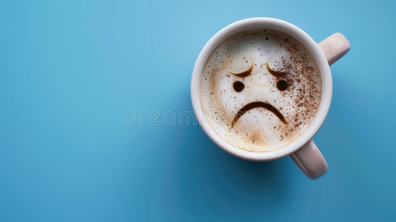 Coffee Cup with a Sad Face Drawn on the Milk Foam, Ai Generated Stock ...