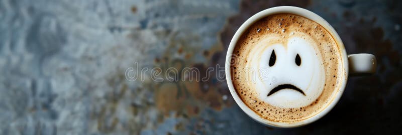 A Coffee Cup with a Sad Face Drawn on it Stock Photo - Image of wooden ...