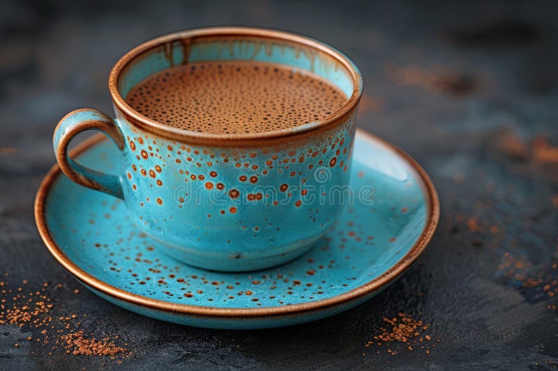 A Coffee Cup on a Saucer, with the Saucer on Black Background, in the ...