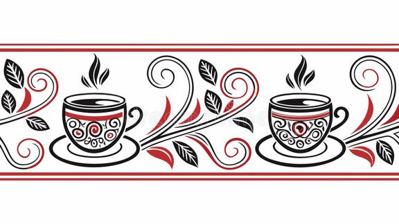 Coffee Cup Scroll Border Vector, Cafe & Elegance, Vector Design ...