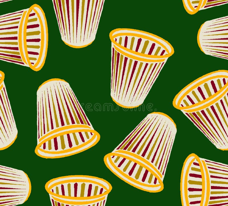 Coffee Cup Seamless Pattern Stock Illustration - Illustration of fabric ...