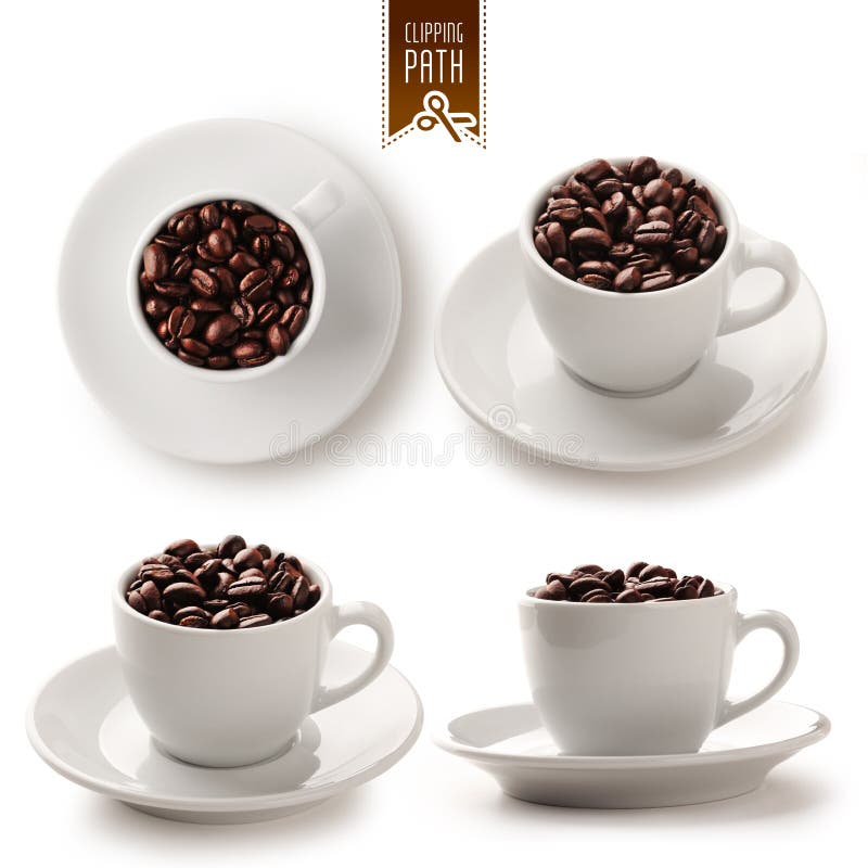 Coffee Cup Set with Clipping Path - 2 Stock Image - Image of cafe ...