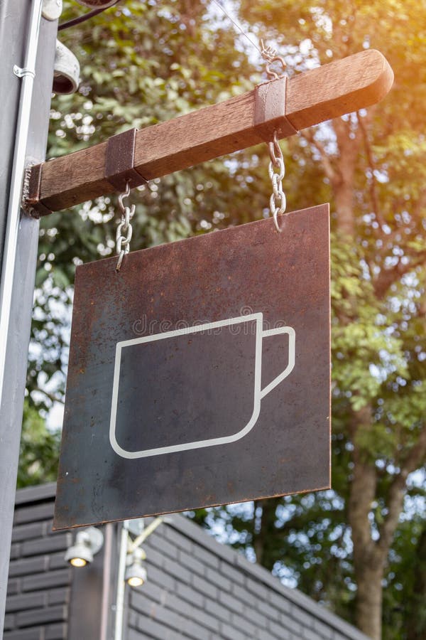 Coffee Cup Sign Hanging Wood Bar Stock Photos - Free & Royalty-Free ...