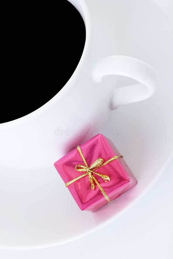 Coffee cup and small gift stock photo. Image of colourful - 3692078