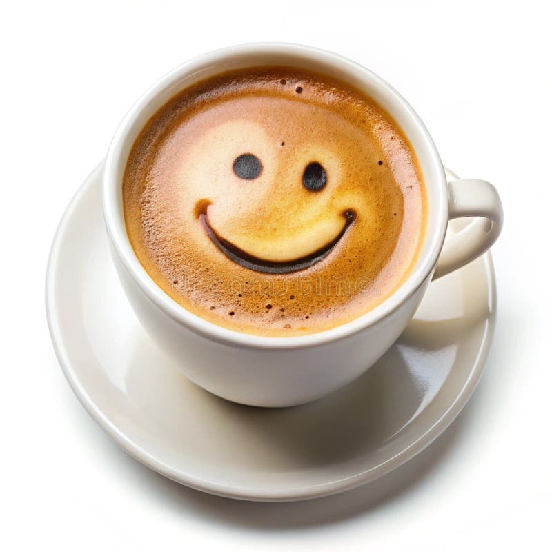 Coffee Cup with Smiley Face Isolated on White Background Stock ...