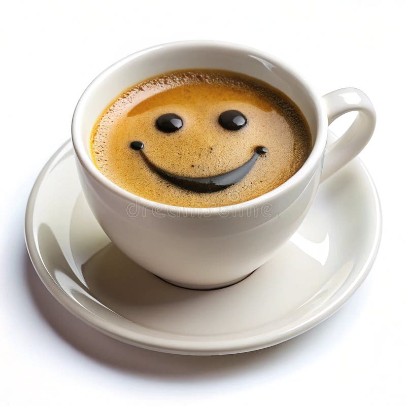 Coffee Cup with Smiley Face Isolated on White Background Stock ...