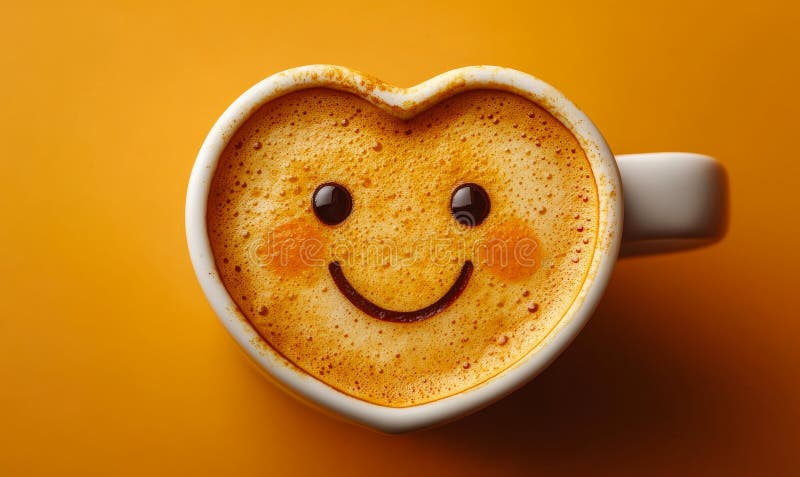 A Coffee Cup with a Smiling Face Drawn on it Stock Photo - Image of ...