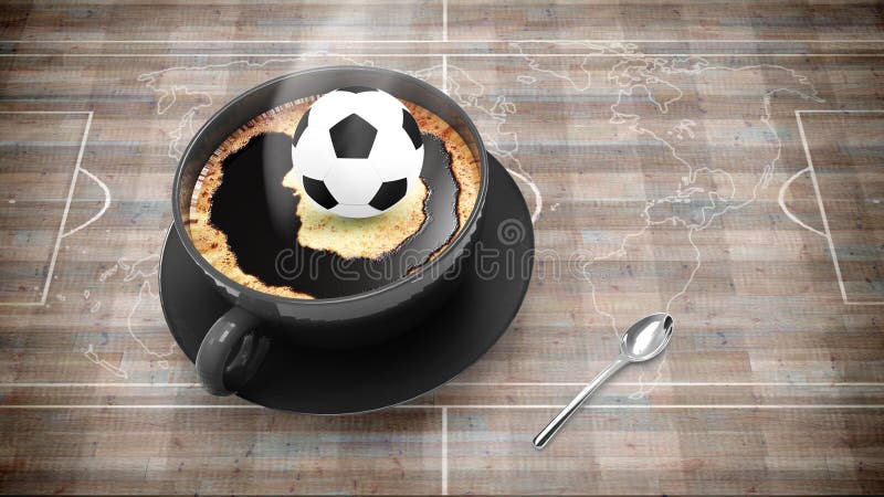 Coffee cup with soccer stock illustration. Illustration of beans - 41634125