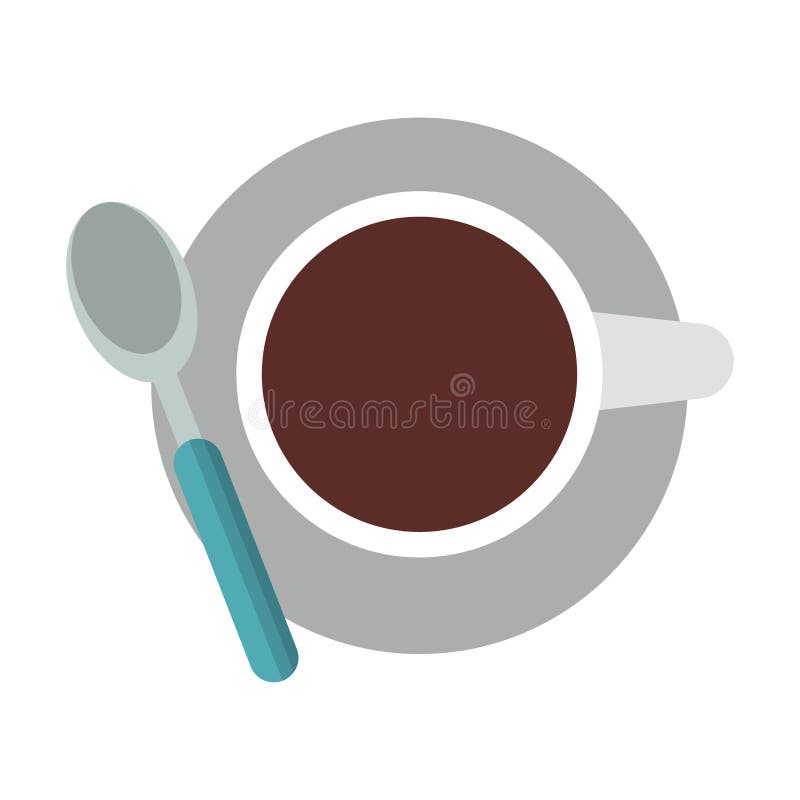 Coffee Cup with Spoon on Disk Topview Cartoon Vector Illustration Stock ...