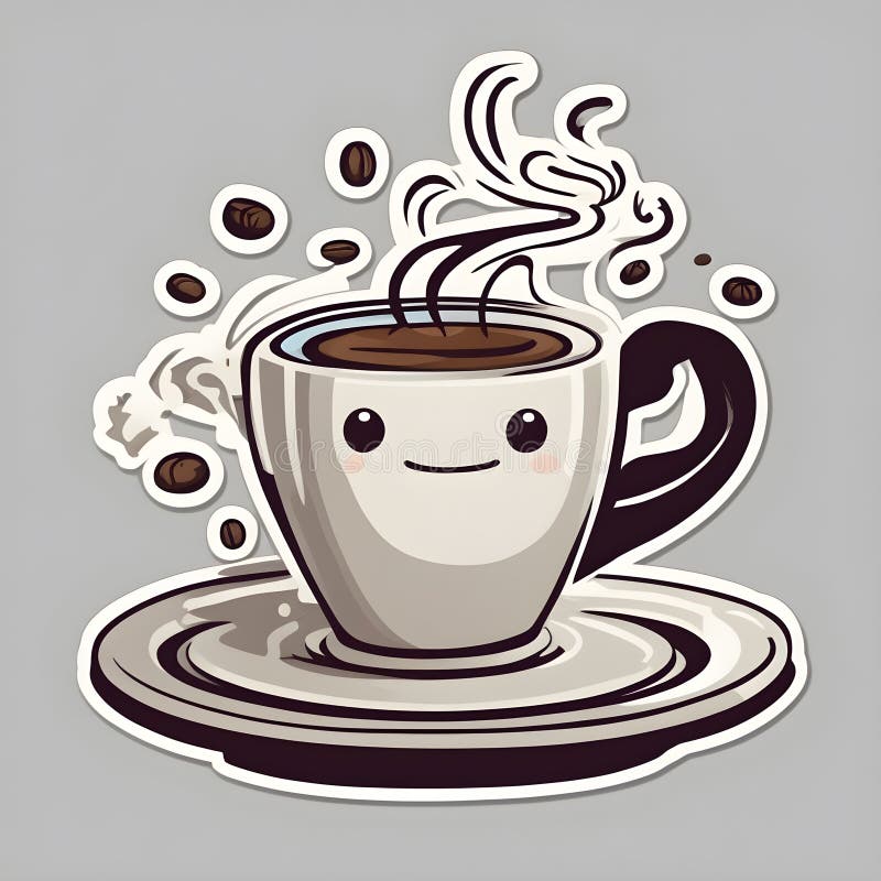Coffee Cup with Steam and Coffee Beans. Illustration Stock Illustration ...