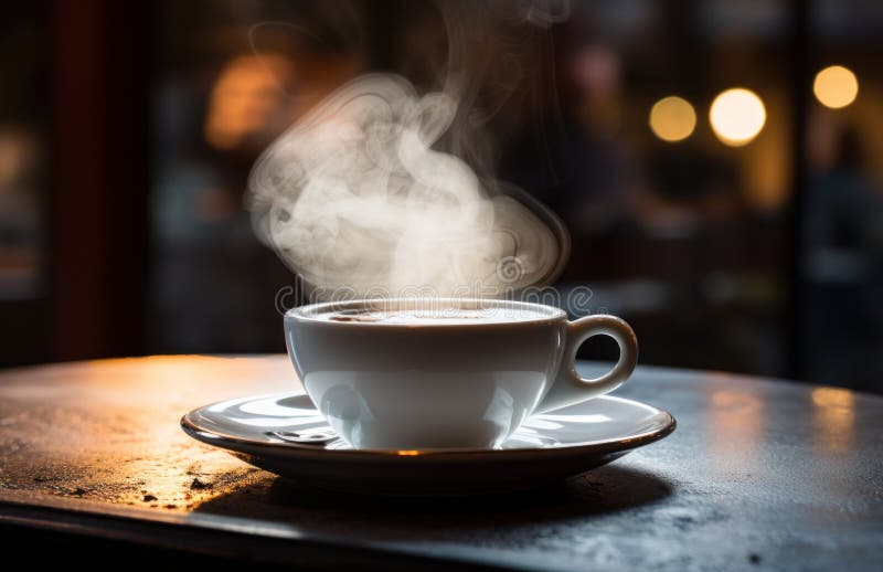 Coffee Cup with Steam Coming Out of it at a Tea Shop Stock Image ...