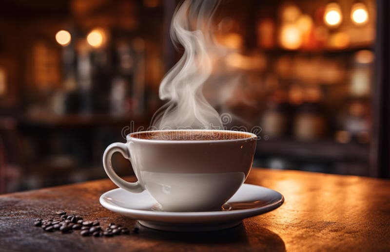 Coffee Cup with Steam Coming Out of it at a Tea Shop Stock Image ...