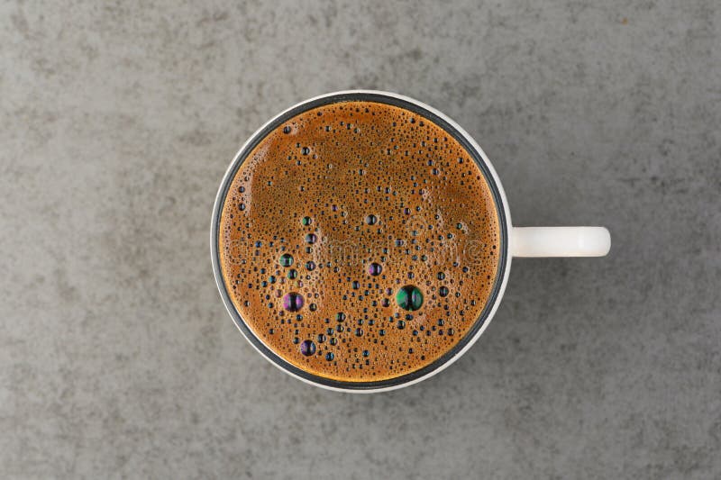 Coffee in a Cup on a Stone Kitchen Counter Top View Stock Photo - Image ...