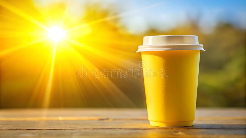 Coffee Cup with a Sun AI Generated Stock Illustration - Illustration of ...