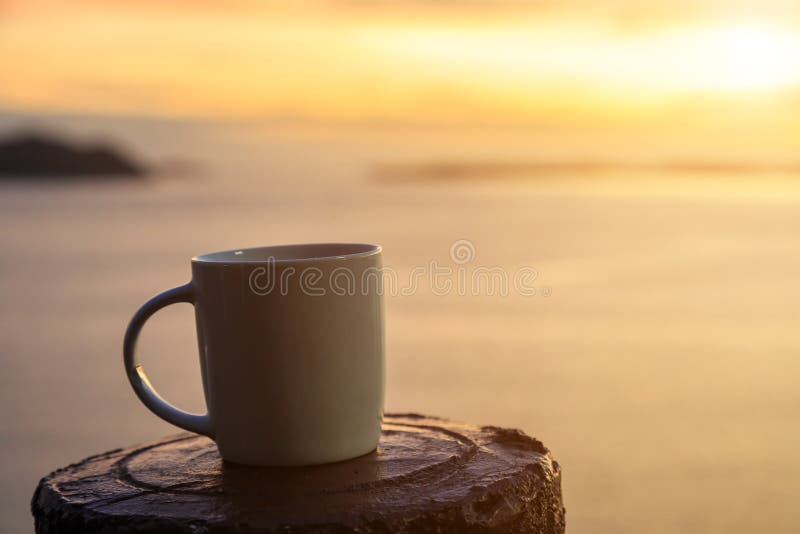 Coffee cup and sunset stock image. Image of beverage - 47493221