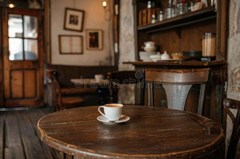 Coffee Cup on the Tabel in Old Retro Cafe. Brown and Grey Colors Stock ...