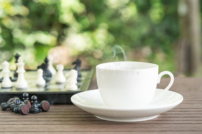 Coffee Cup on Table with Chess Board Stock Photo - Image of lifestyle ...