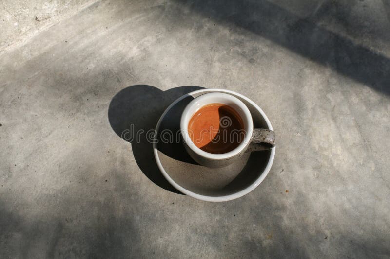 Coffee Cup on Table with Shadow Under Sunlight. Stock Photo - Image of ...