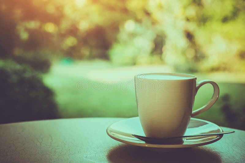 Coffee Cup on the Table Style Vintage Stock Image - Image of coffee ...