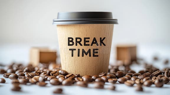 Coffee Cup on a Table Surrounded by Coffee Beans, Perfect for a Break Time Moment Stock ...