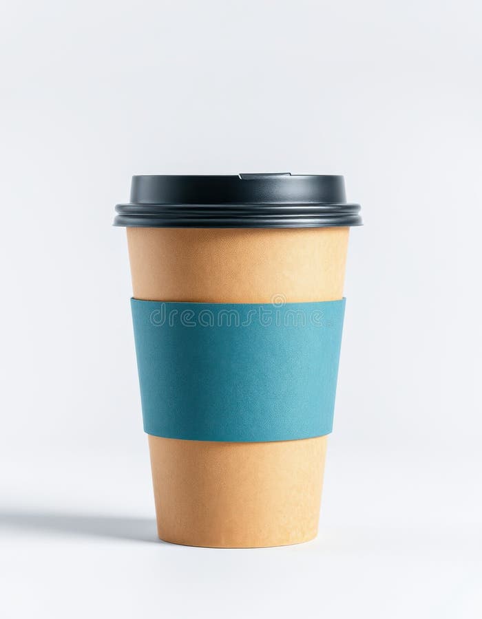 Coffee Cup with a Teal Sleeve on a Plain Background Showcasing ...