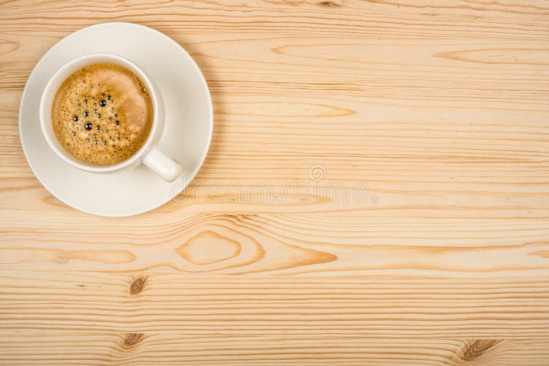 Coffee Cup Top View on Wooden Table Stock Image - Image of grunge ...