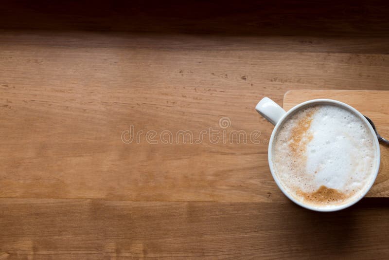 Coffee Cup Top View On Wooden Table Background Stock Photo - Image of ...