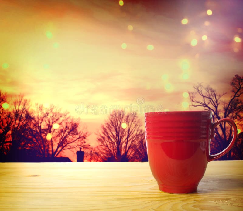 Coffee Cup on Twilight Background Stock Image - Image of relax, magical ...