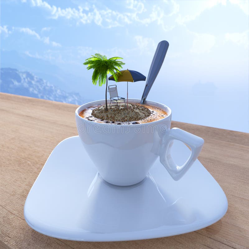 Coffee Cup Vacation Relaxing Concept Composition Stock Illustration ...