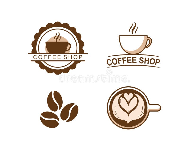 Set Coffee Cup Vector Logo Design Template Stock Vector - Illustration ...