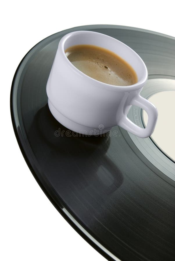 Coffee-cup on vinyl record stock image. Image of isolated - 13211831