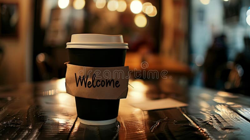 The Coffee Cup with Welcome. AI Generated Stock Photo - Image of drink ...