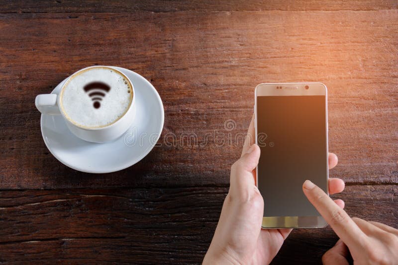 Coffee Cup Wifi and Good Morning Stock Image - Image of morning ...