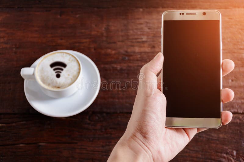 Coffee Cup Wifi and Good Morning Stock Image - Image of fiber, cafe ...