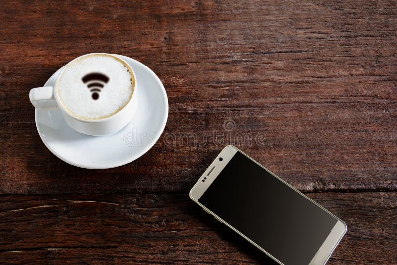 Coffee Cup Wifi and Good Morning Stock Photo - Image of espresso ...