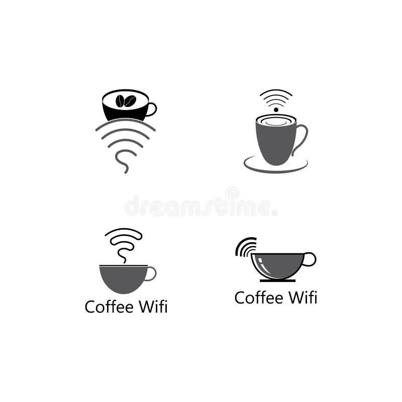 Coffee Cup with WiFi Vector Icon Logo Stock Vector - Illustration of ...