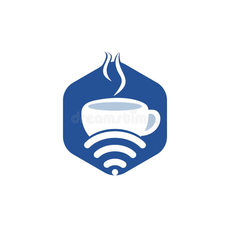 Coffee Cup with WiFi Vector Icon Logo. Stock Vector - Illustration of ...