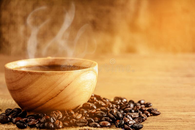 Coffee cup on wood table stock photo. Image of morning - 91390072