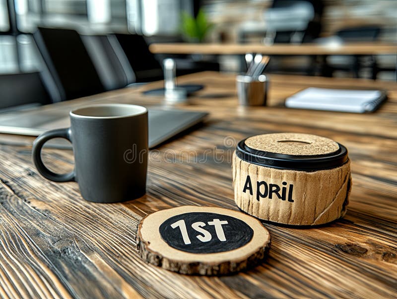Coffee Cup and Wooden Calendar on Rustic Table with Focus on the First ...