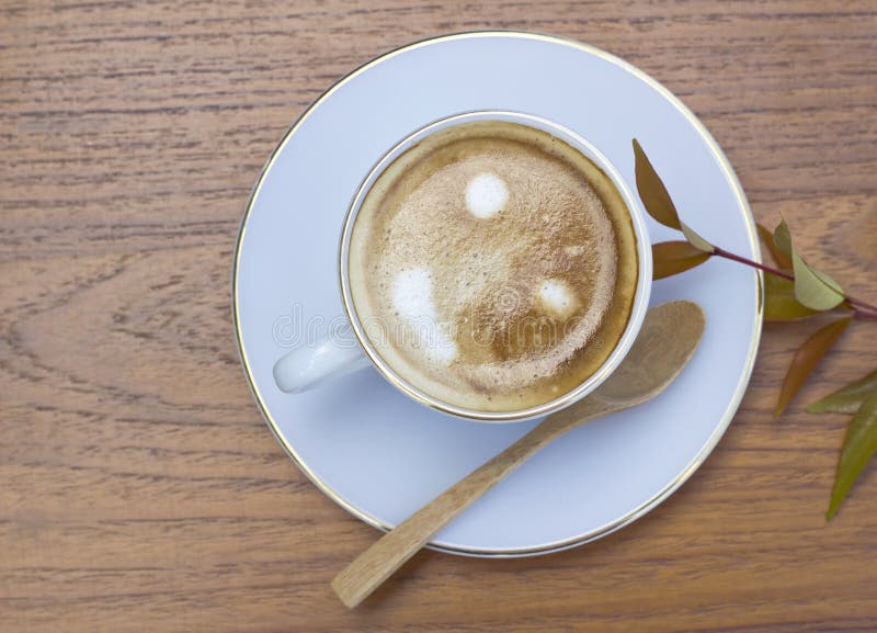 Coffee Cup on a Wooden Table Stock Photo - Image of coffee, cafeteria ...