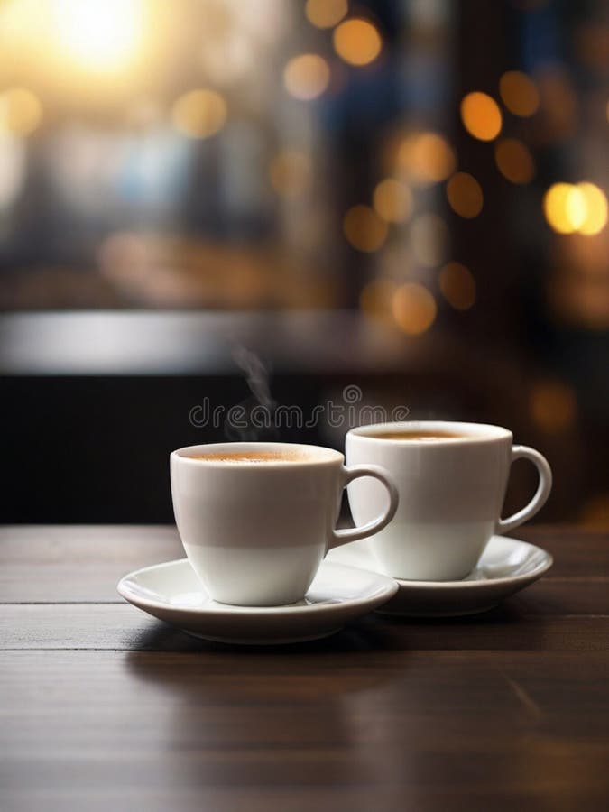 2 Coffee Cup on the Wooden Table Stock Image - Image of owner, espresso ...