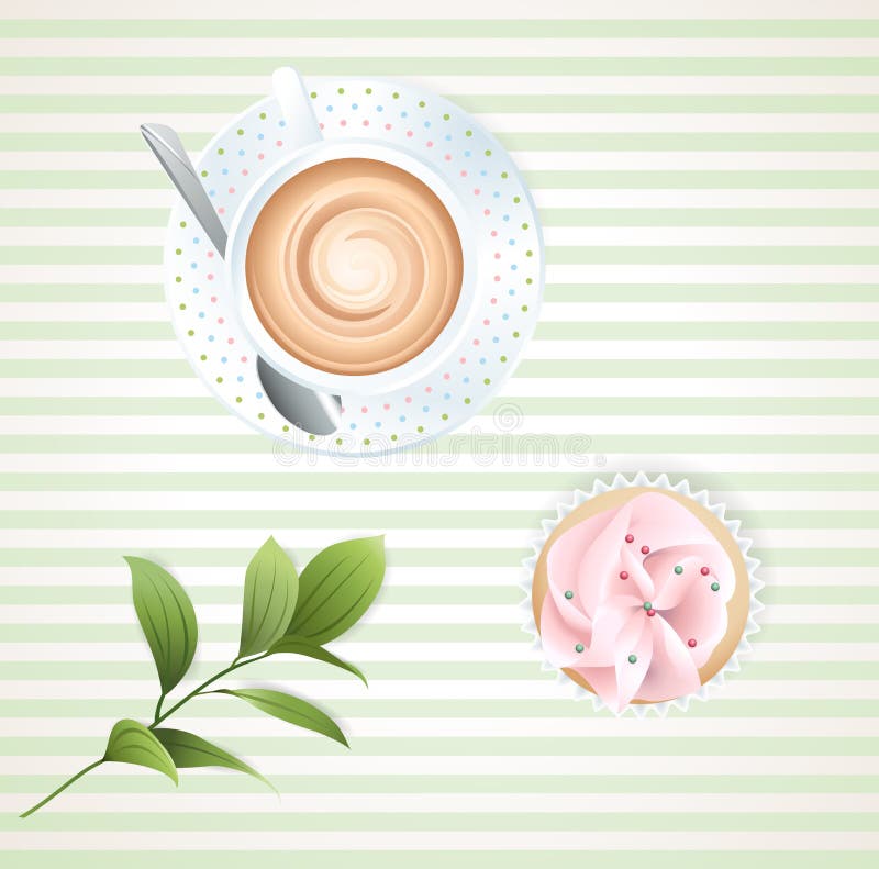 Coffee and cupcake stock vector. Illustration of meal - 101036944