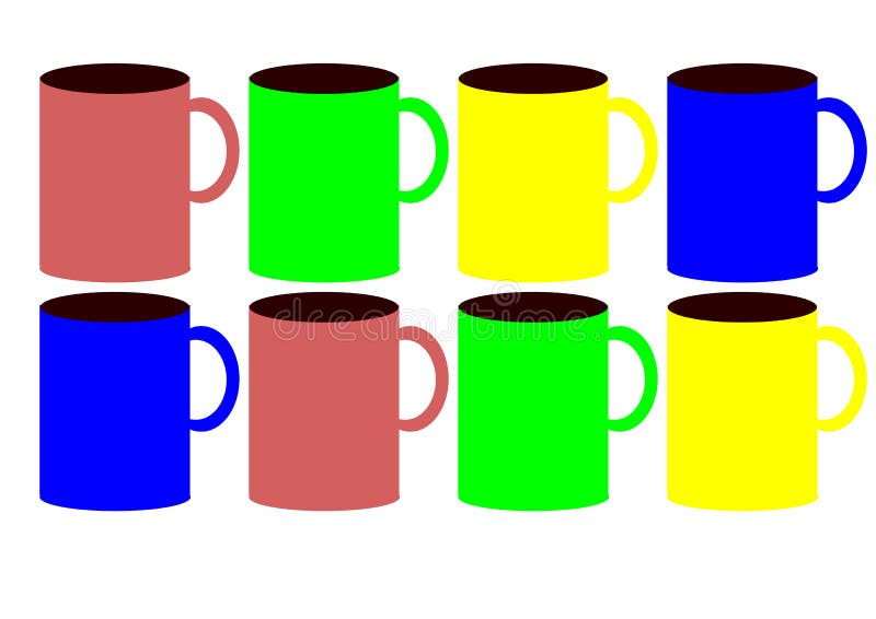 Coffee Cups, Abstract Composition Logo Design Stock Illustration ...