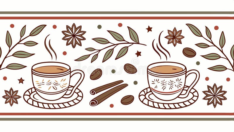 Coffee Cups and Beans Border, Coffee Shop Design Element Vector Design ...