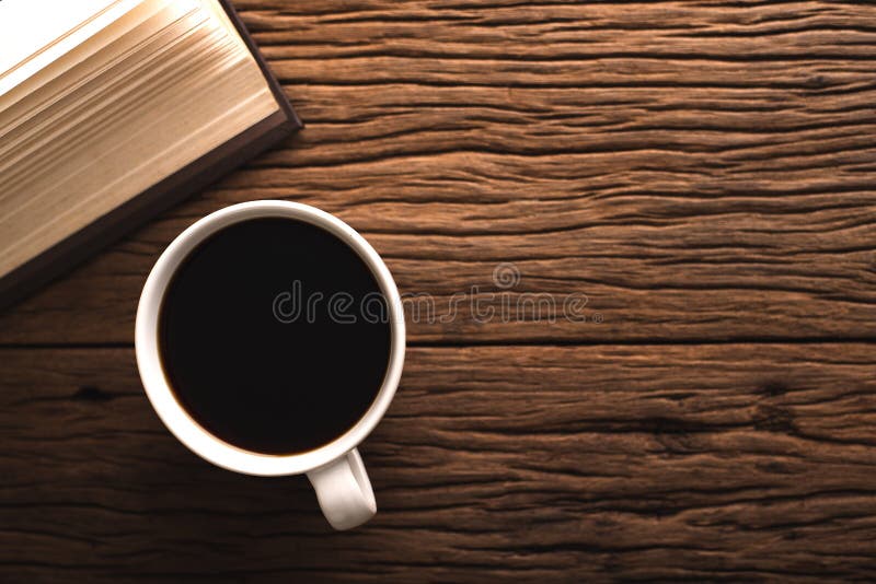 Coffee Cups and Coffee Beans on the Old Kitchen Table Top View with ...