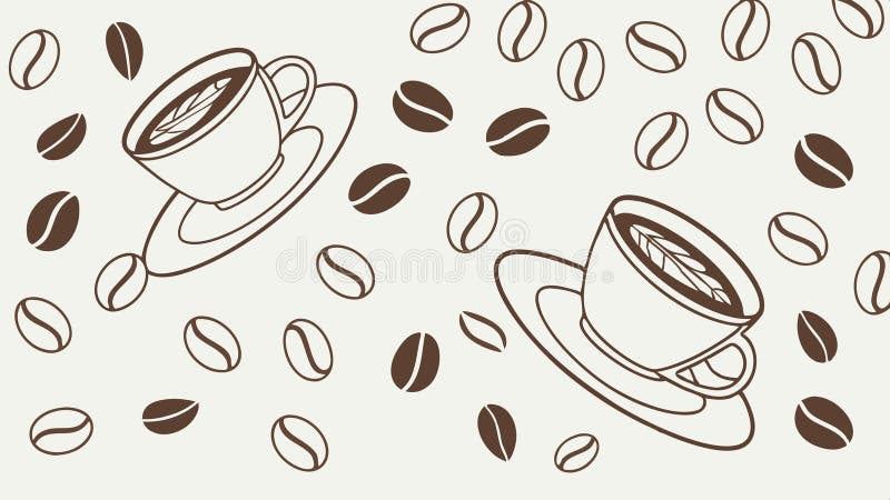 Coffee Cups and Beans Pattern, Cafe Theme, Beverage Background Design Vector Design Generative ...