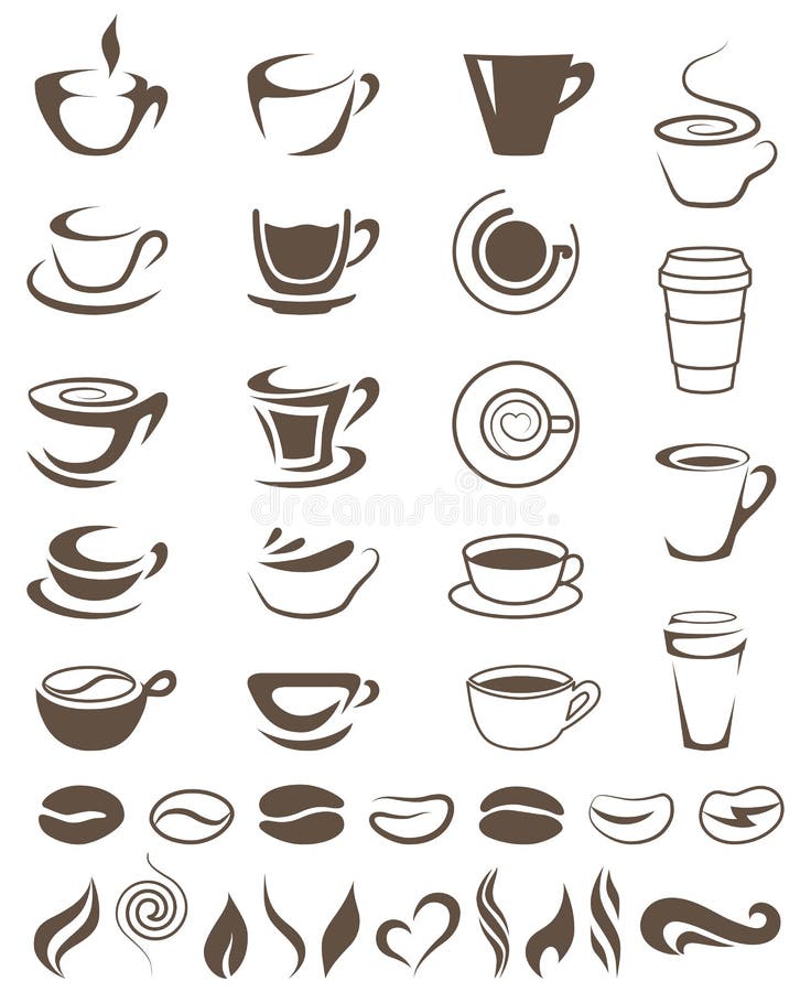 Coffee Cups, Beans and Steam Shapes Template for Logos Stock Vector ...